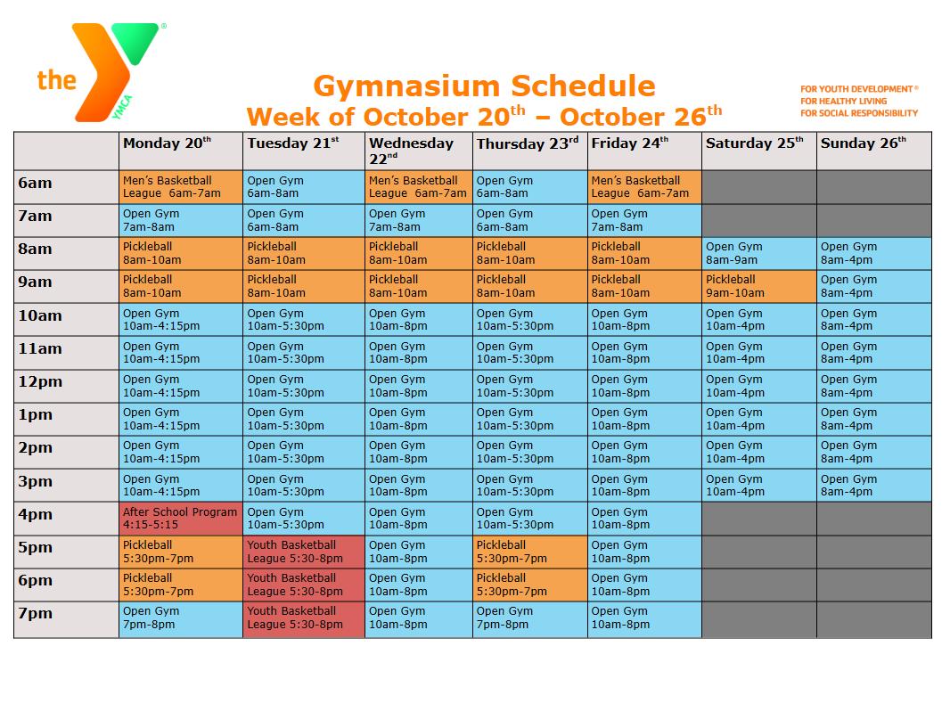 Gymnasium Schedule | Southwestern Montana Family YMCA